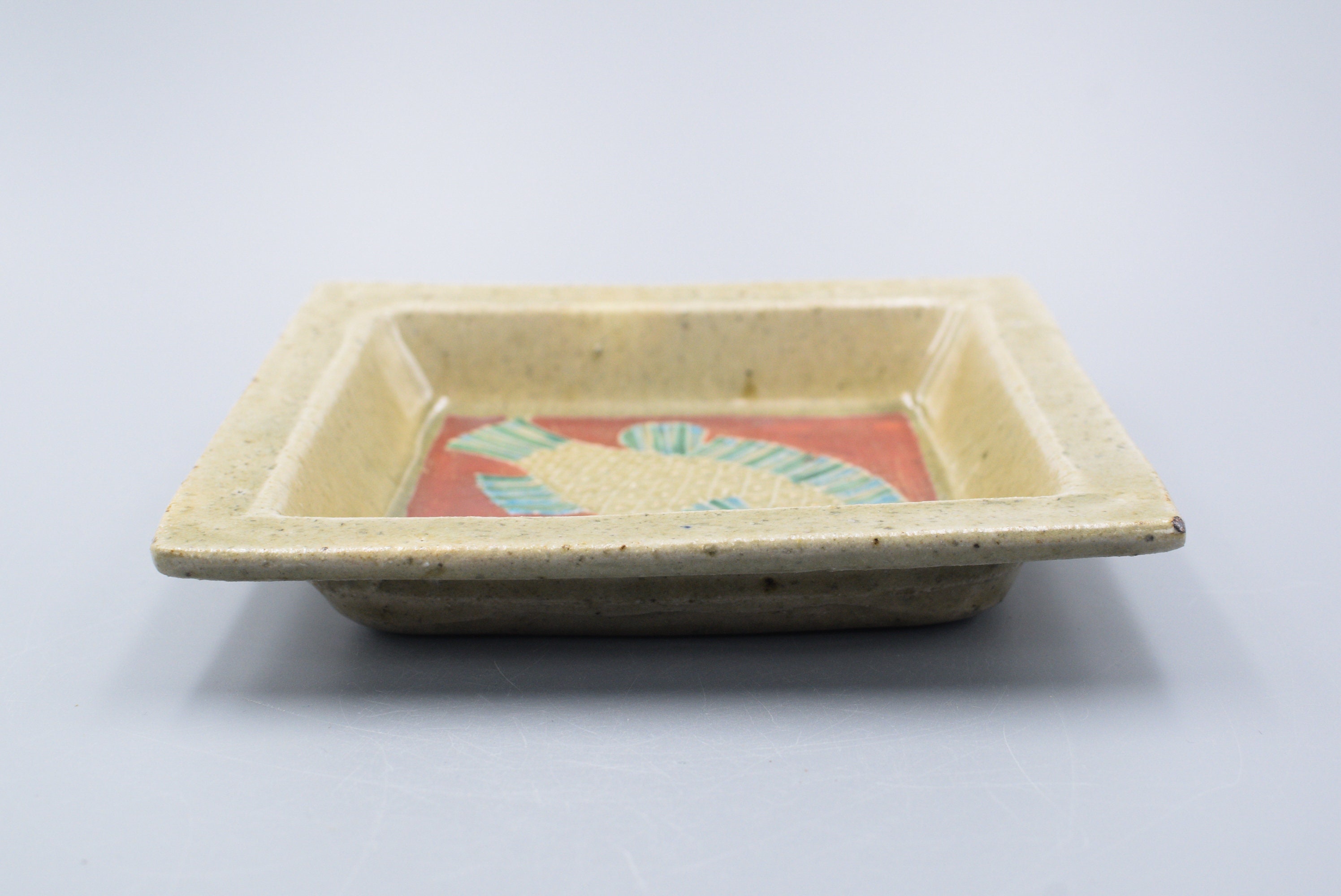 Vintage Japanese Pottery Fish Design Square Saucer Dish | Etsy