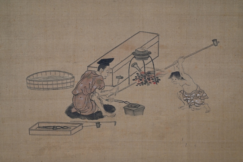 Antique Kano Hidenobu (1717-1763) Japanese Hanging Scroll Painting on ...