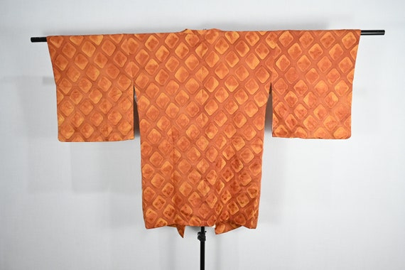 Vintage Japanese Orange Haori Kimono Jacket Odakyu - Gem