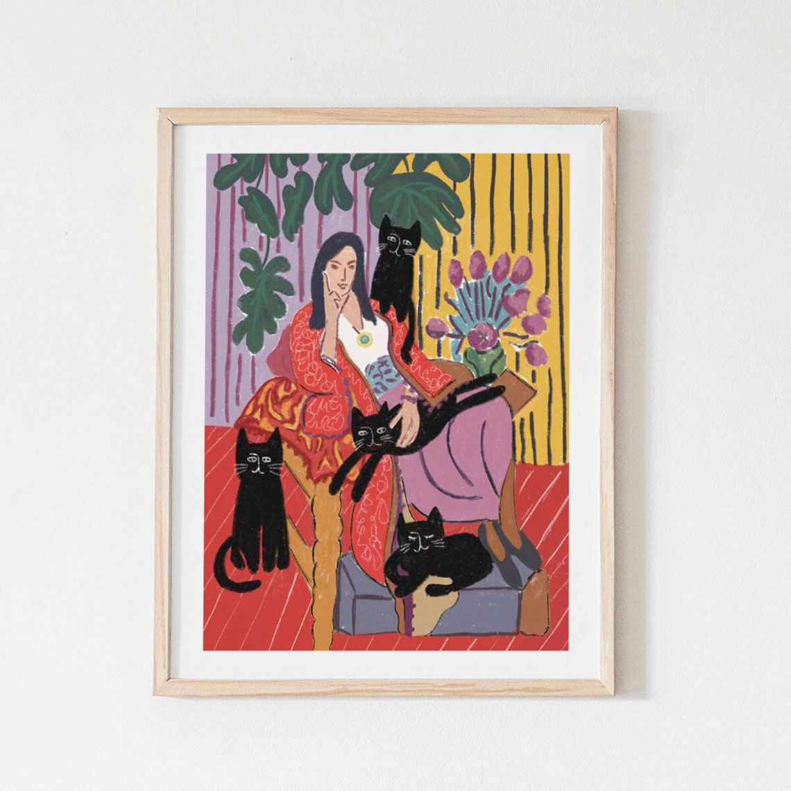 The Cat Lady Art Print - Etsy UK