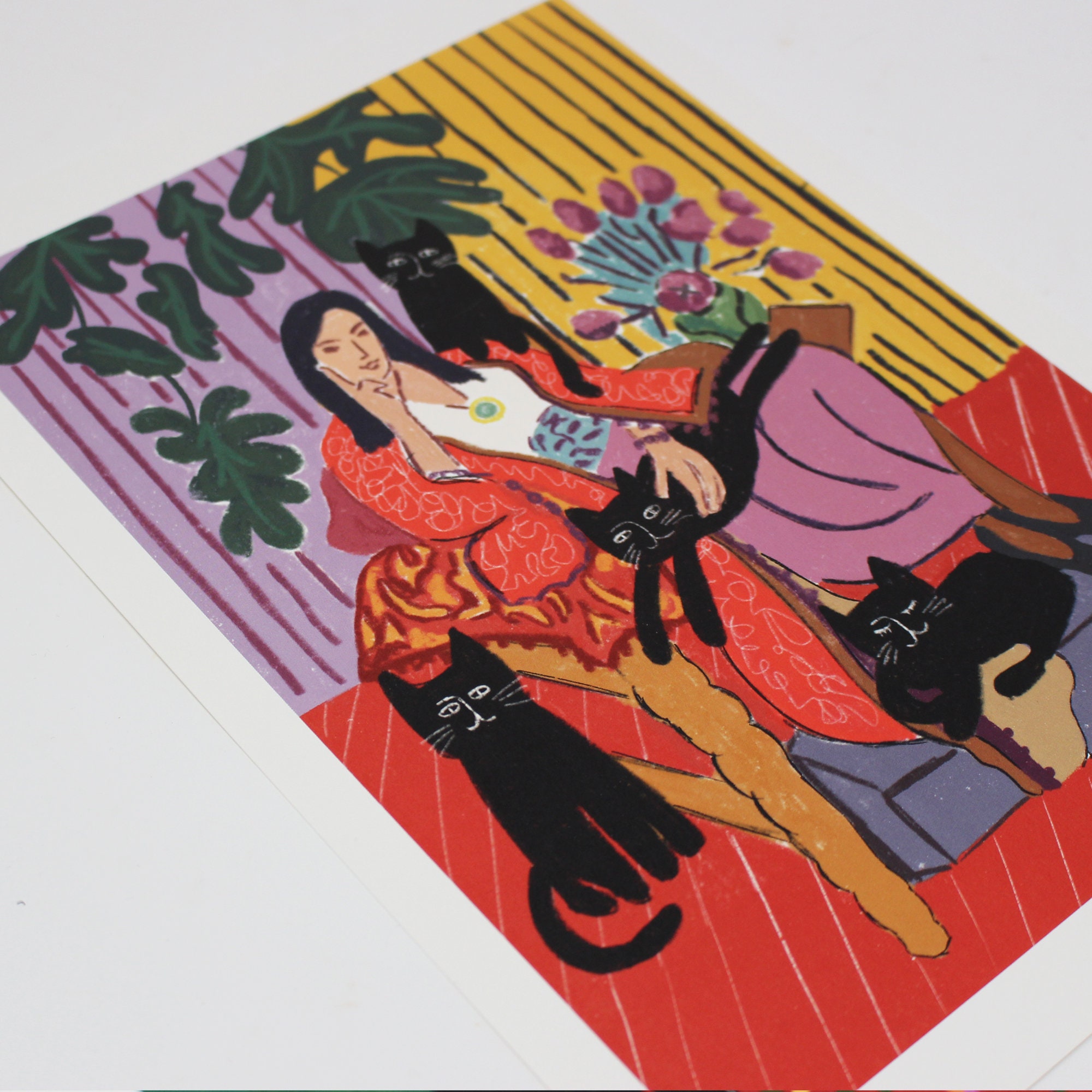 The Cat Lady Art Print | Etsy UK