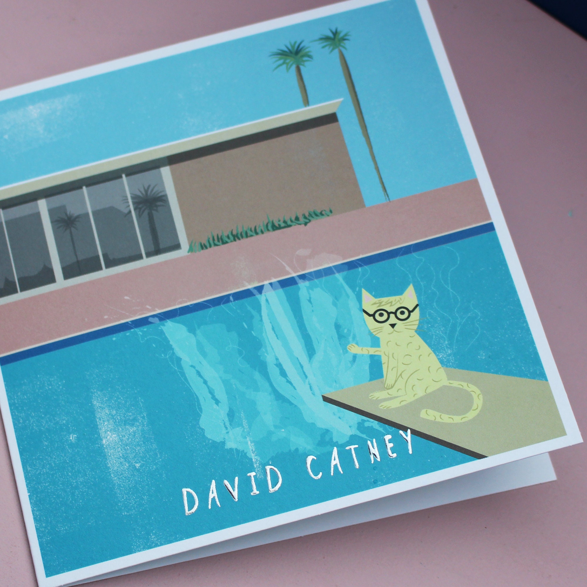 The Splash Cat Art Card - Etsy