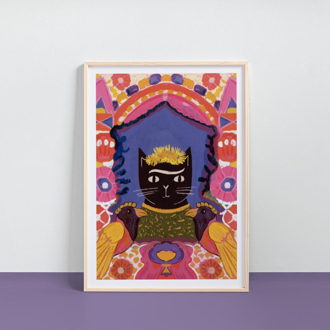 Furida and Her Birds Cat Art Print - Etsy