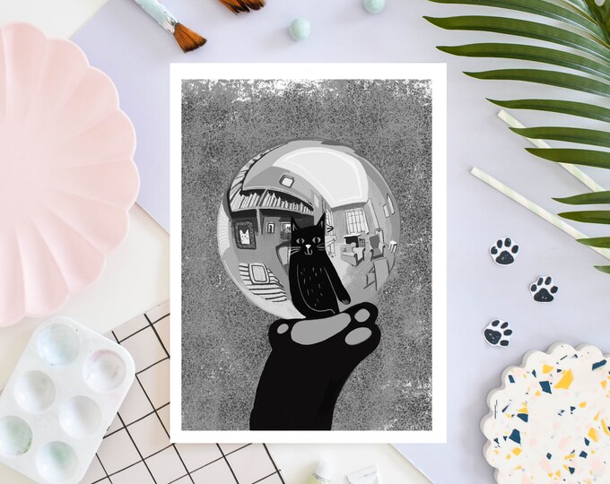 Meow C Escher Cat Art Print - Etsy