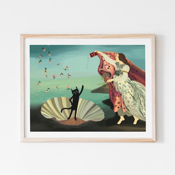 The Birth of Venus the Cat Art Print | Etsy