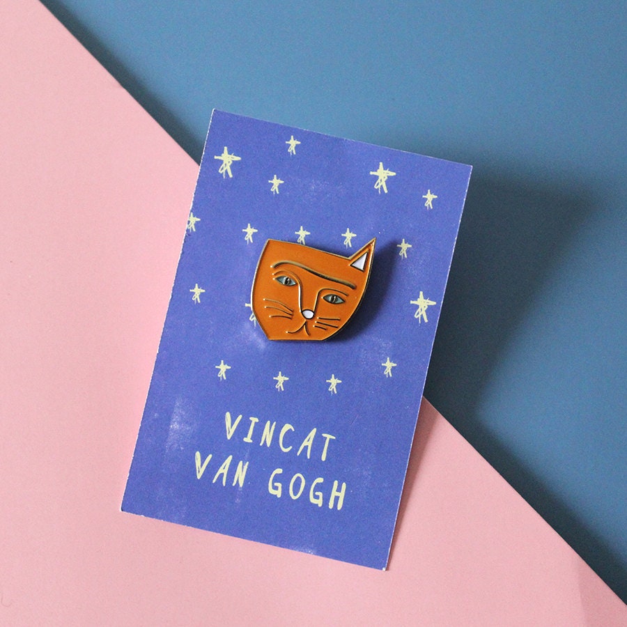 Vincat Van Gogh Cat Artist Pin | Etsy