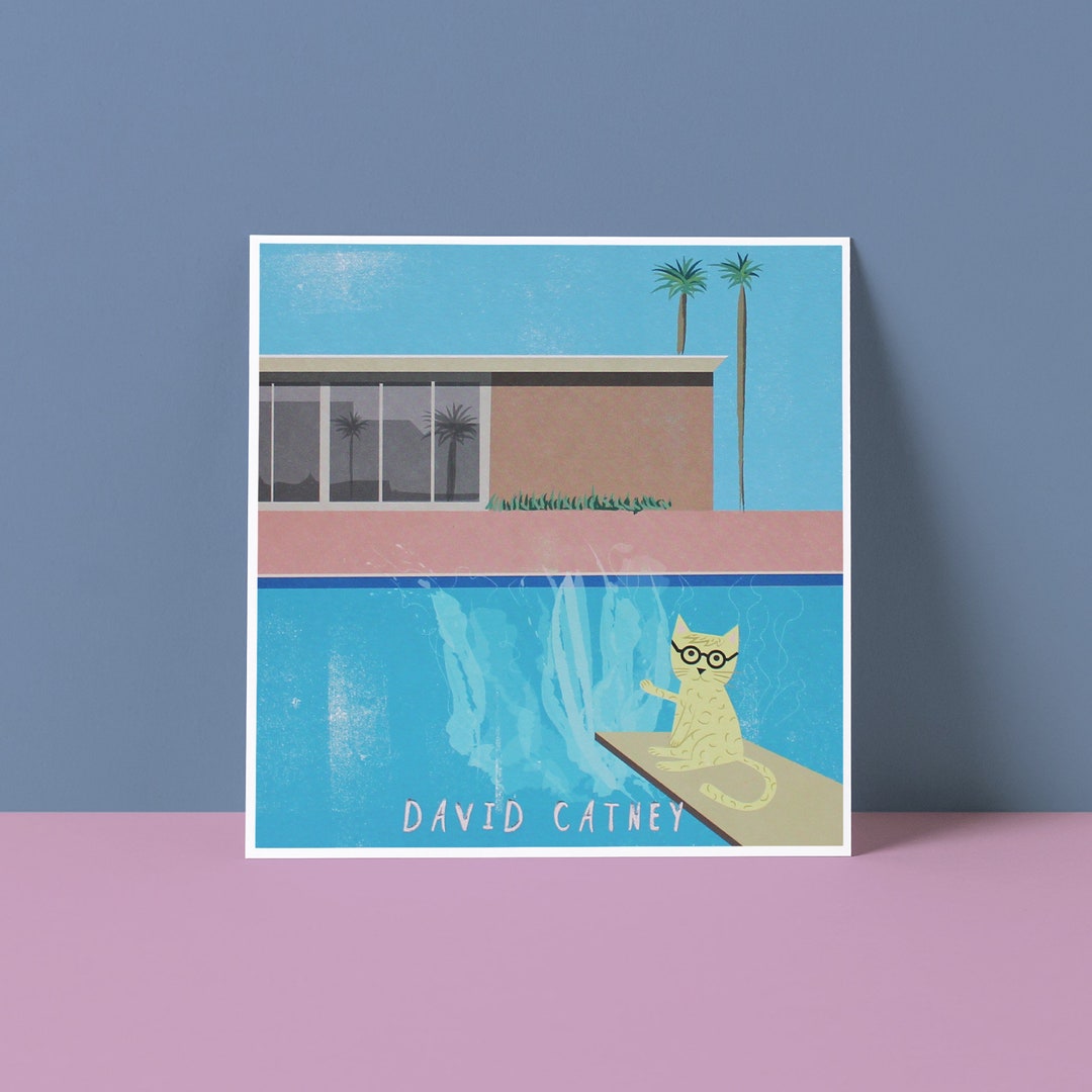 The Splash Cat Art Card - Etsy