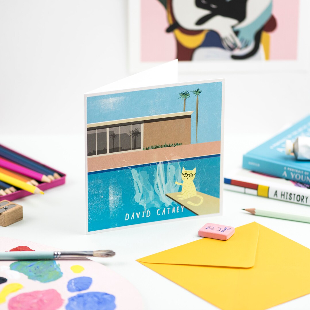 The Splash Cat Art Card - Etsy