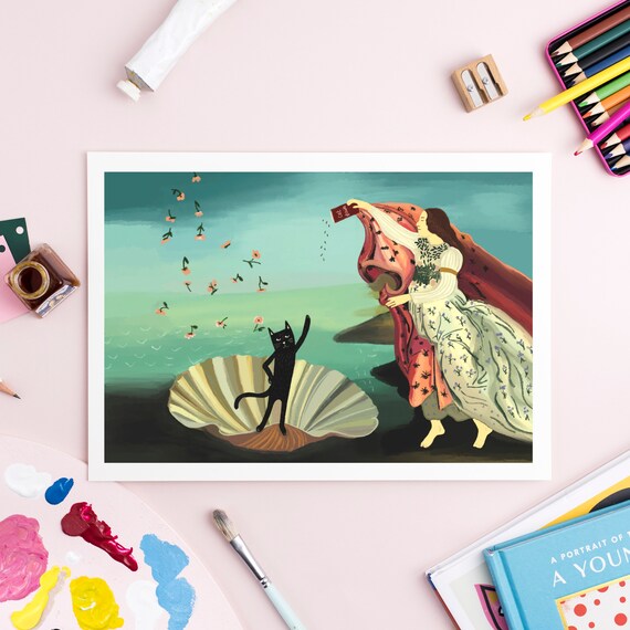 The Birth of Venus the Cat Art Print - Etsy UK