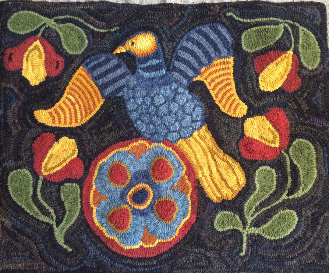 Hooked Rug Pattern: Fraktur Yellow Eagle Floral Design (31x25) - Etsy