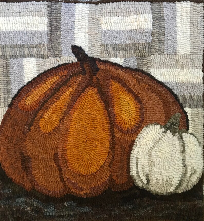 Cinderella Pumpkins With Quilt Background, Primitive Rug Hooking ...
