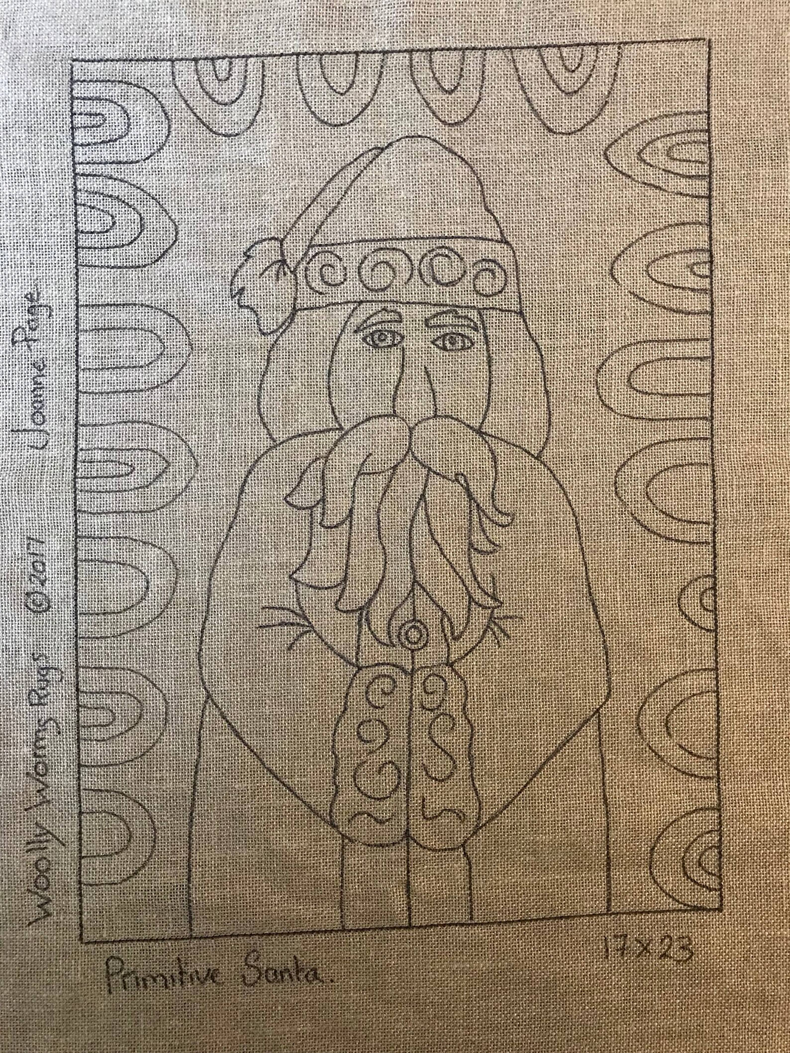 Primitive Santa Rug Hooking Pattern: Folk Art Wall Hanging (17x24 ...