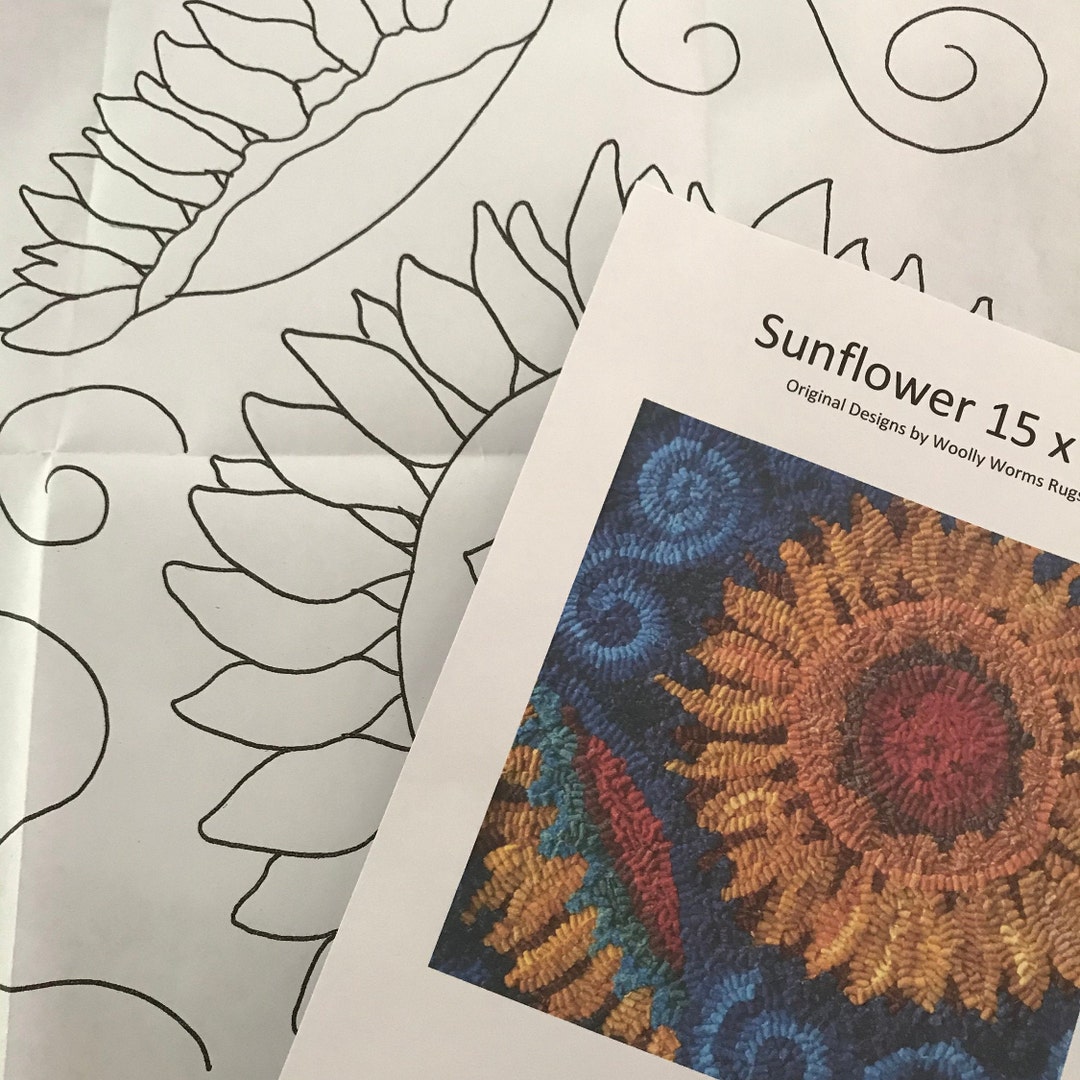 Paper Pattern, Rug Hooking, Primitive, Sunflower Pattern, Sunflower Rug ...