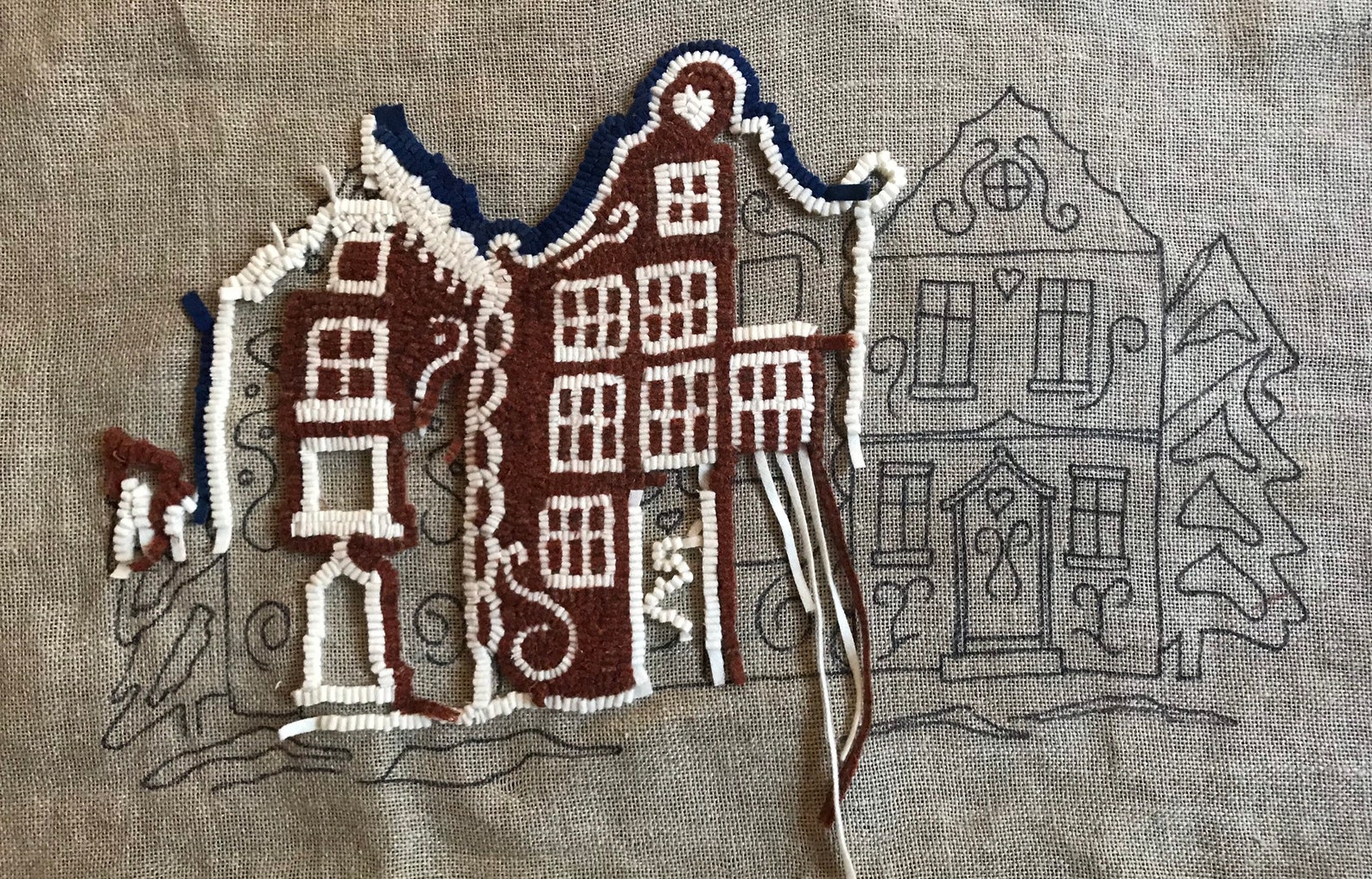 Gingerbread House Rug Hooking Pattern on Linen - Etsy