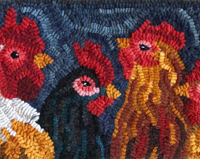 Rug Hooking Pattern - Chickens - Rooster- Primitive- - Etsy