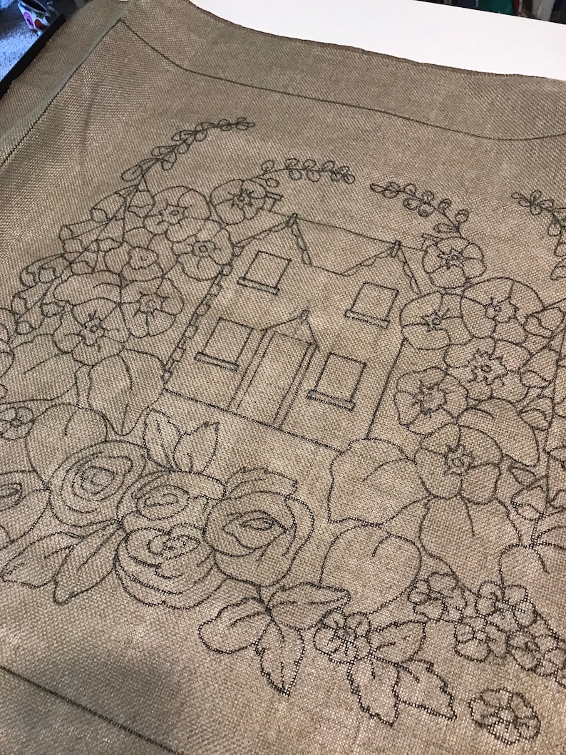 English Cottage Rug Hooking Pattern: Hollyhocks & Foxgloves on ...