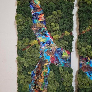 Moss Wall Art With Paint Pouring - Etsy