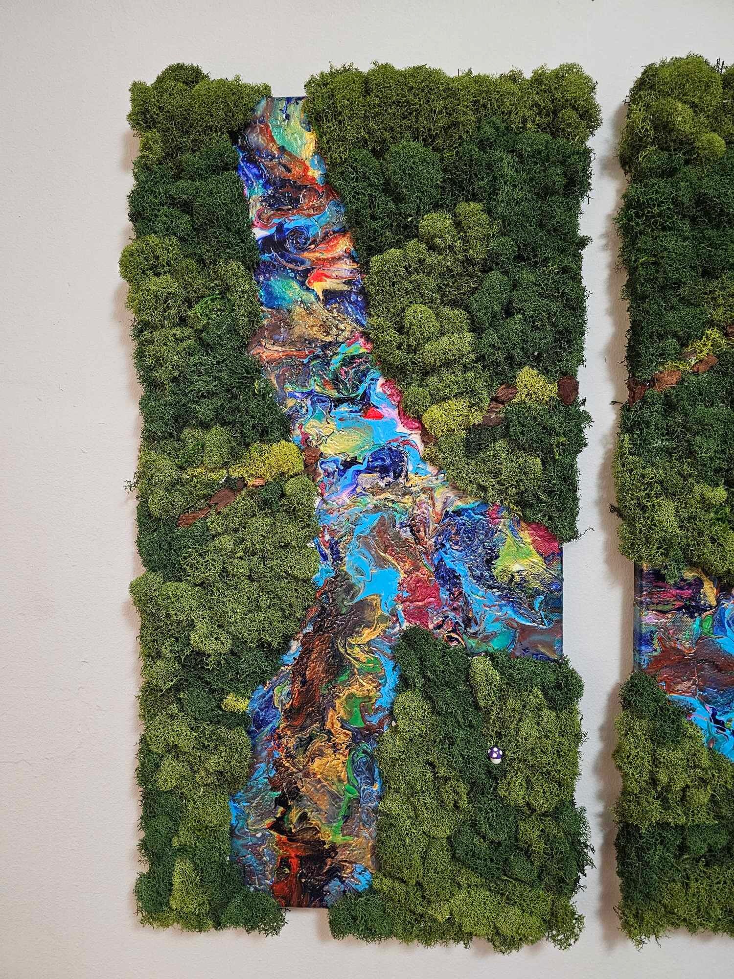 Moss Wall Art With Paint Pouring - Etsy