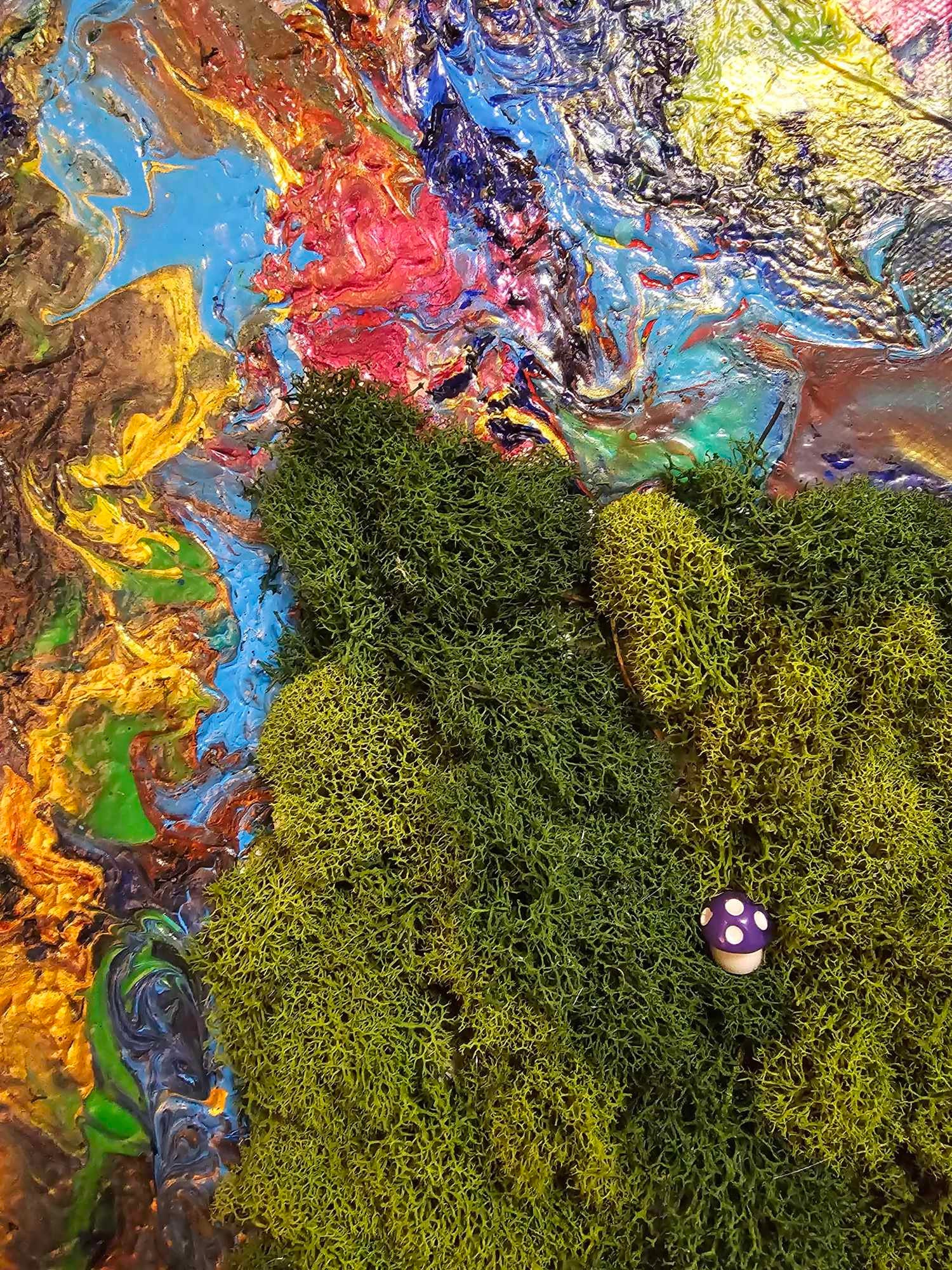 Moss Wall Art With Paint Pouring - Etsy