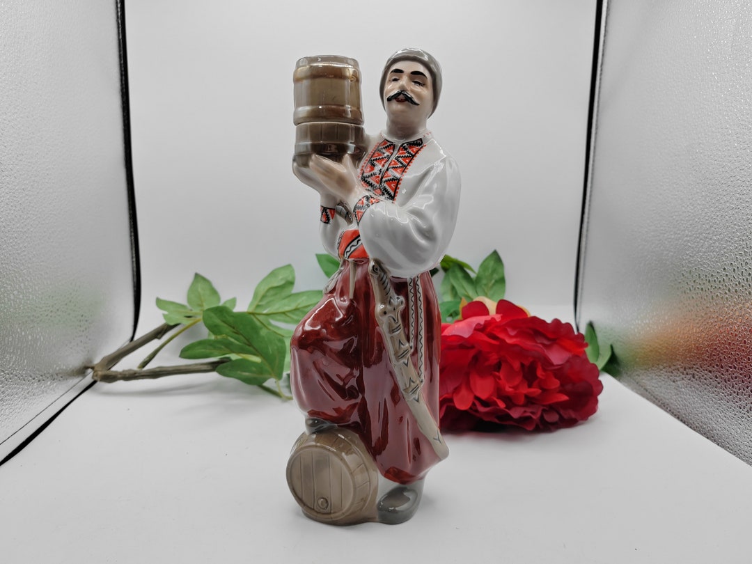 Wonderful Porcelain Cossack Figurine, Bottle, Soldier With Barrels ...