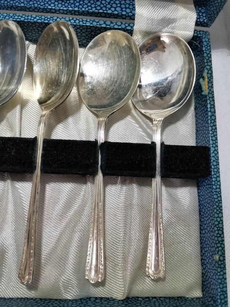 Lovely set of vintage desert spoons with large serving spoon in ...