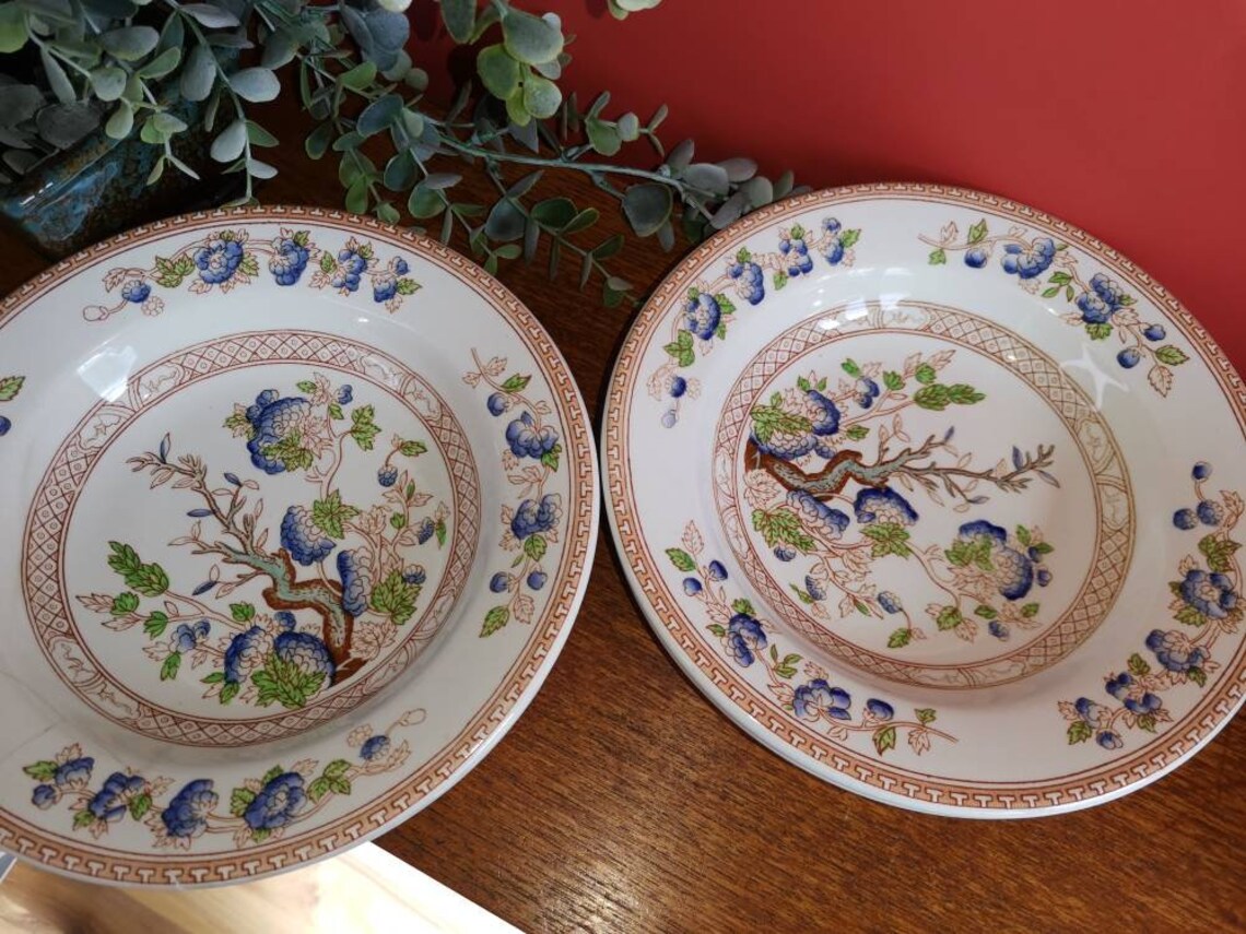 Dunn Bennett and Company Burslem Blue Tree Design Set of Four - Etsy