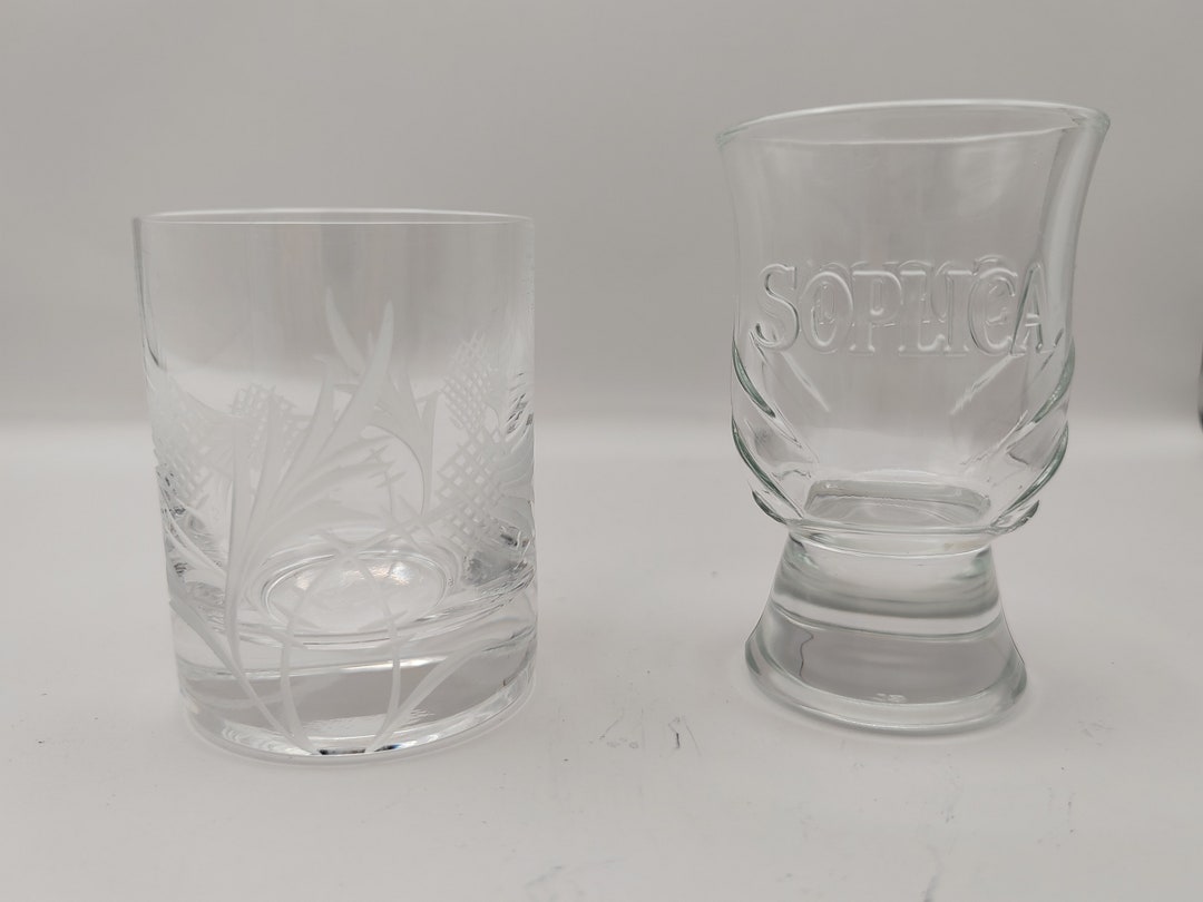 Lovely Set of Two Shot, Tot Glasses. Royal Scot Flower of Scotland and ...