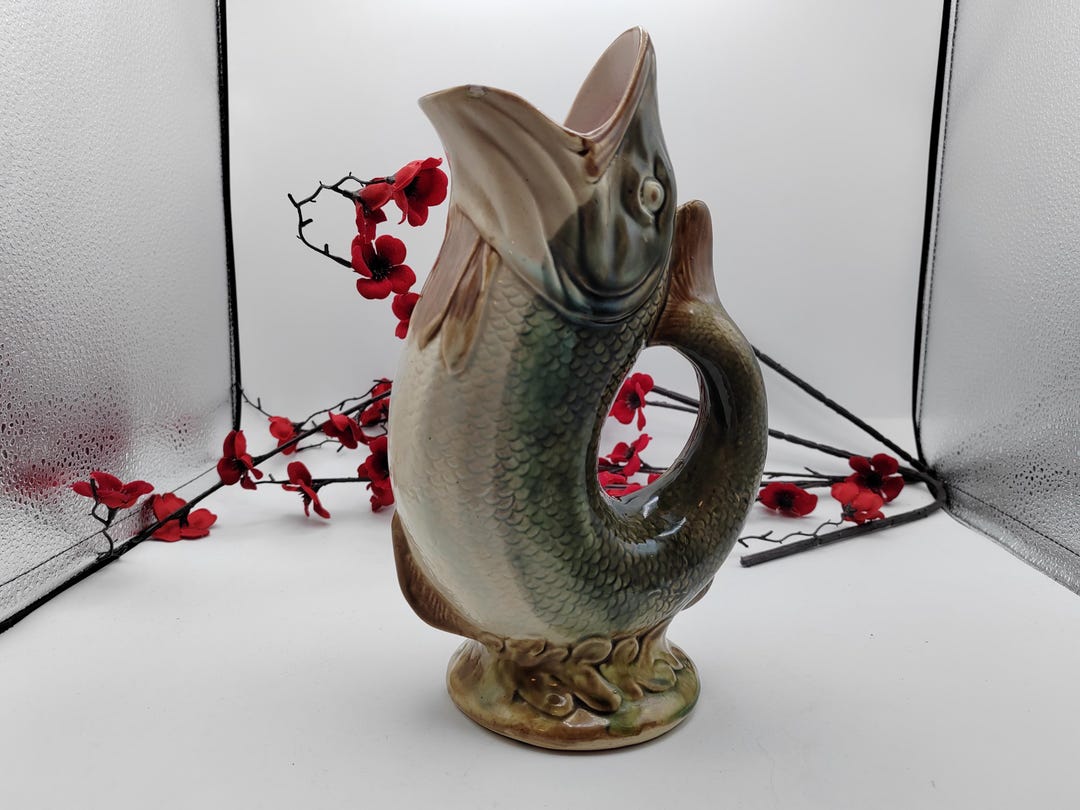Wonderful 19th Century Large Majolica Fish Gurgle Jug. Gluggle Jug ...