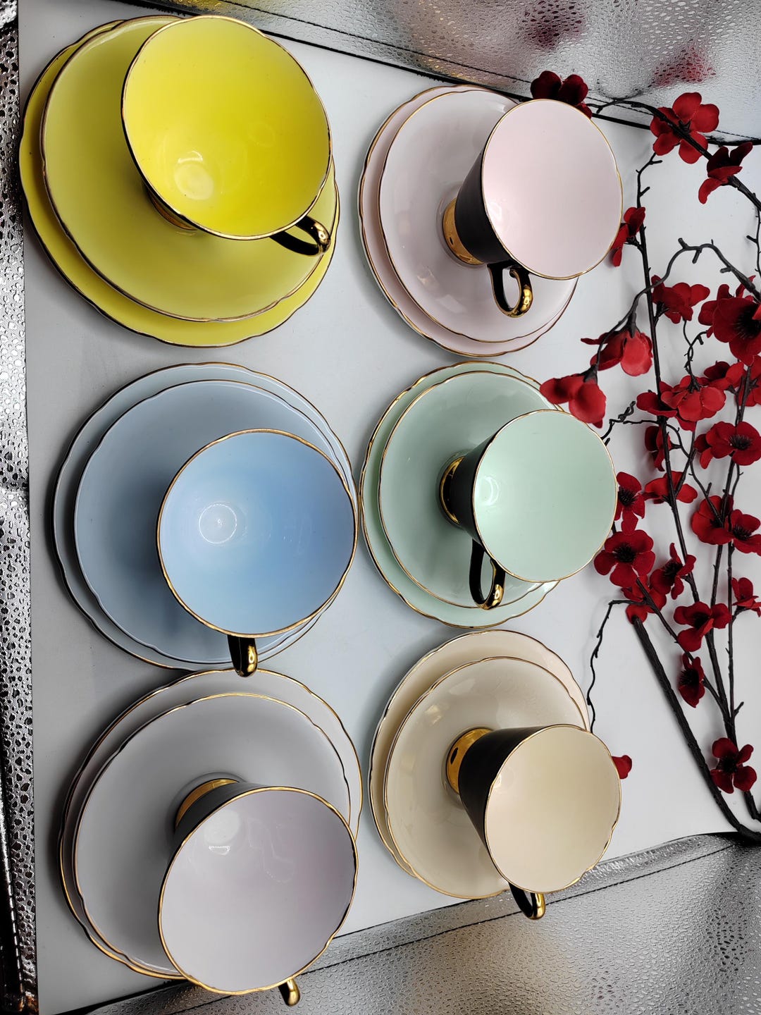 Wonderful Royal Tron Black Harlequin Tea Set. 18 Pieces, Cups, Saucers ...