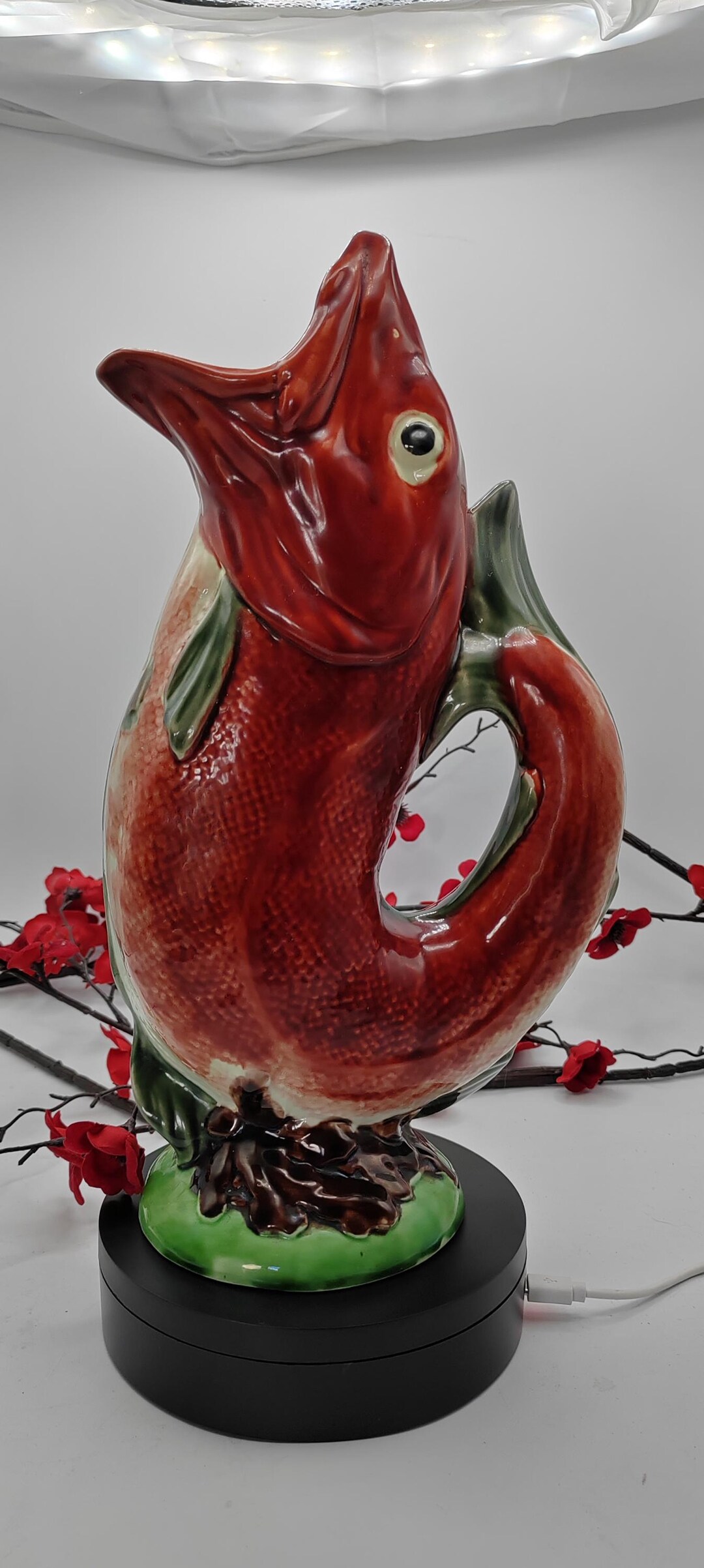 Wonderful Large Portugese Majolica Fish Gurgle Jug. Gluggle Jug, Glug ...