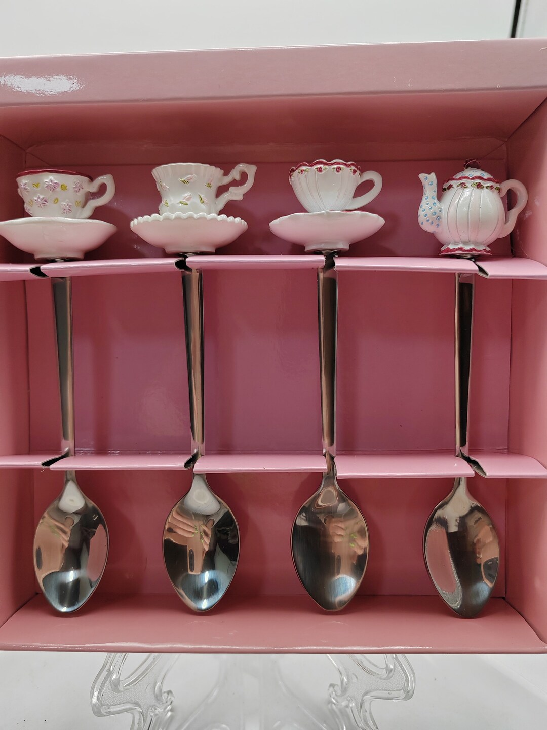 Pretty Set of Four Teaspoons With Cups and Saucer Handles. - Etsy