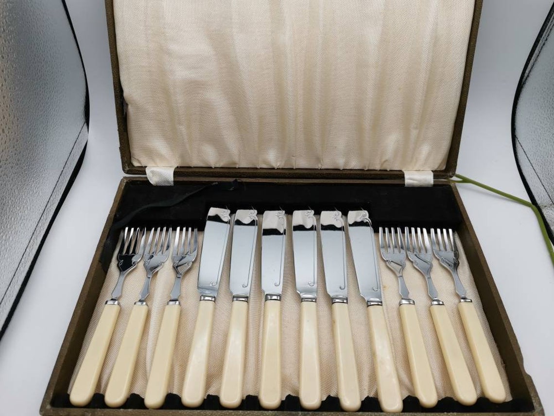 Wonderful Set of Chrome Plated Fish Knives and Forks. Complete Set ...