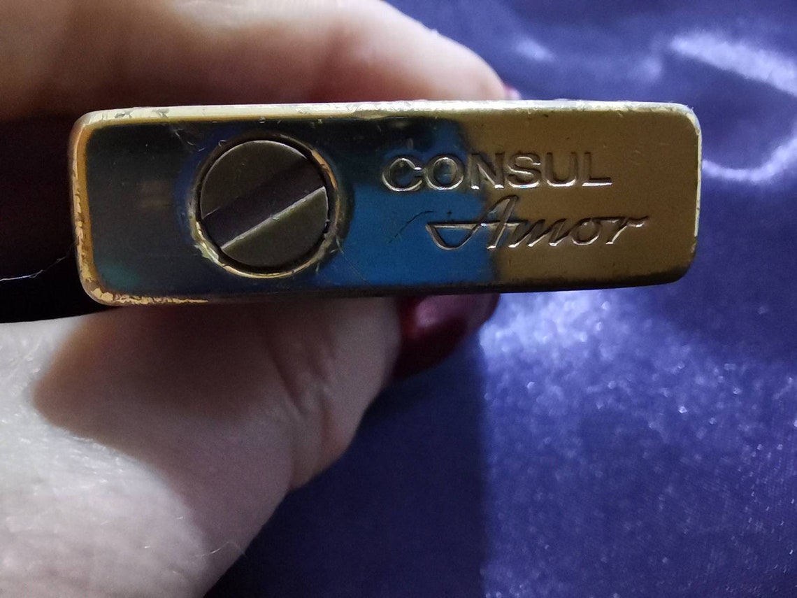 Consul Amor Vintage Perfume Atomiser. Red and Navy Stripe Enamel on ...