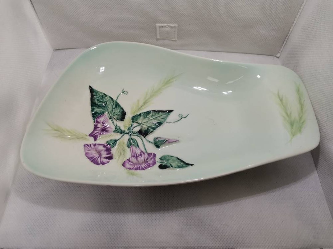 Carlton Ware Set of 2 Serving Dishes. Green With Purple Convolvus ...