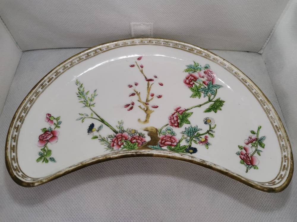 Wonderful Crescent Moon Shaped China Serving Dish. Pink Blossoms. - Etsy