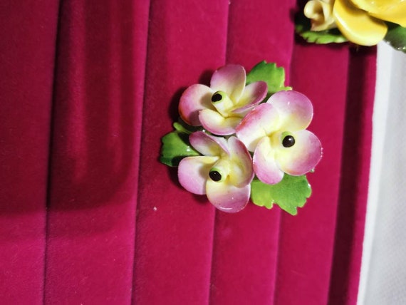 Set of four floral Bone China brooches from 1950s, Ca… - Gem