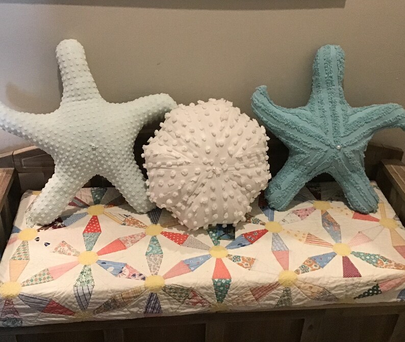 Tropical Coastal Sea Urchin Pillow Handmade of Vintage Chenille in a Variety of Colors - Etsy