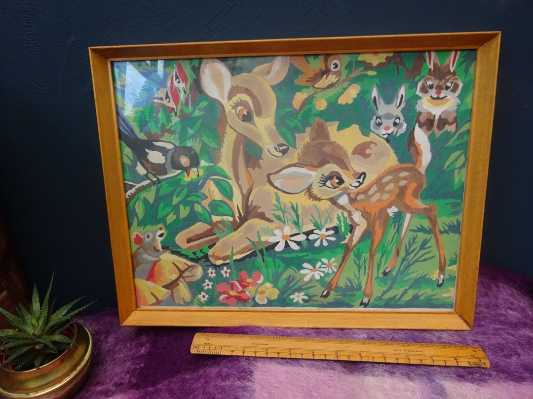 1970s Bambi Painting, Walt Disney - Vintage Paint by Numbers, Bambi ...