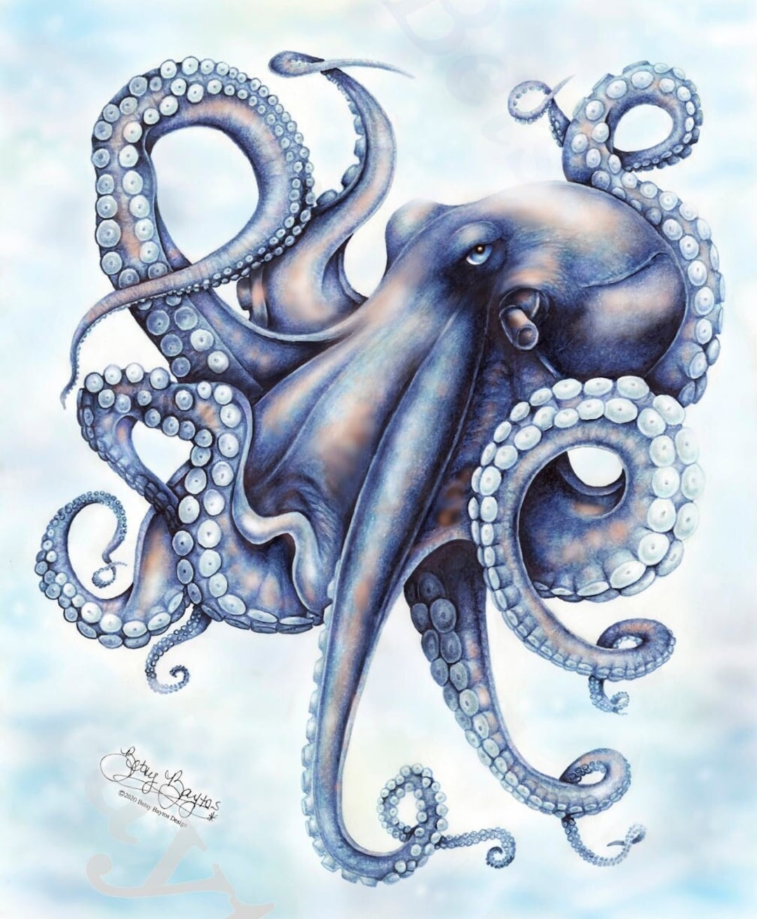 Big Blue Octopi Canvas Print - Etsy
