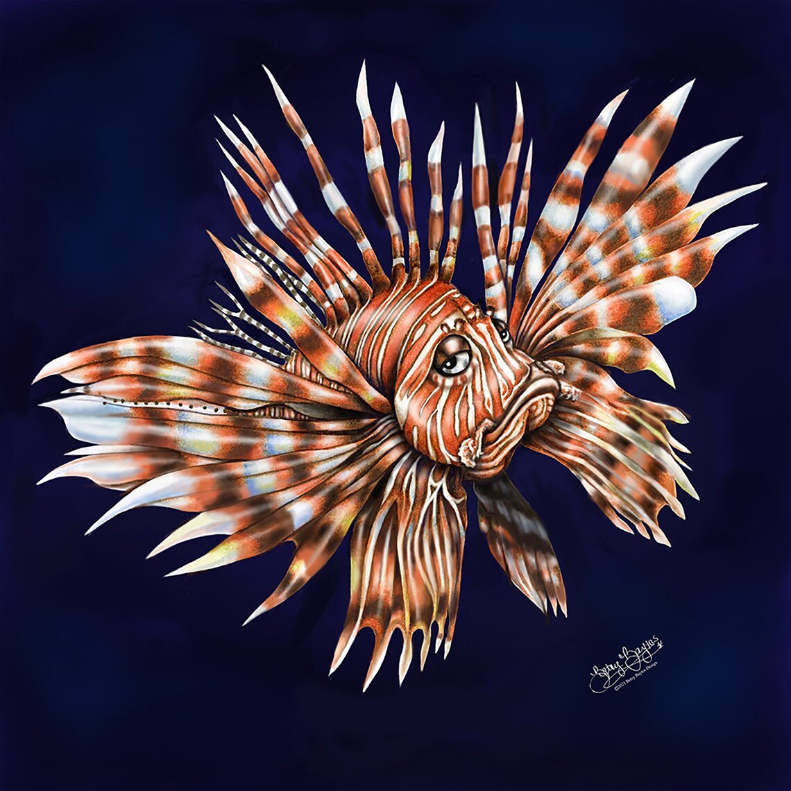 Lionfish Portrait on Tile - Etsy