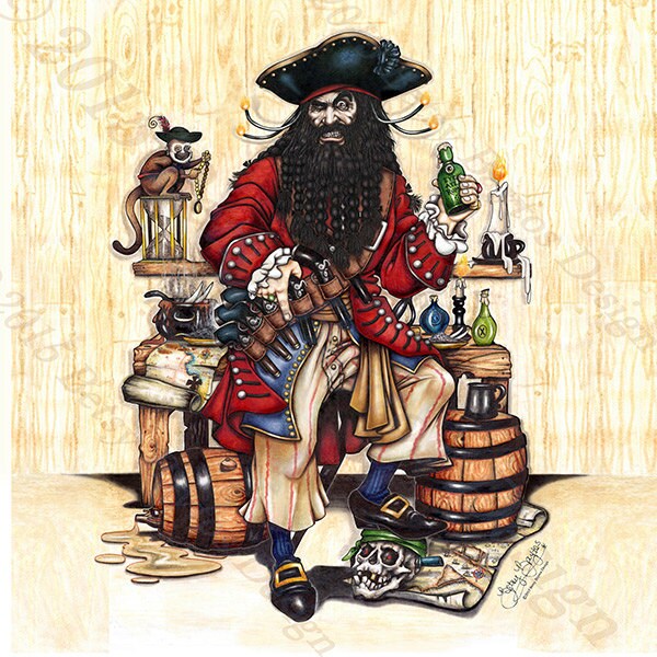 Blackbeard Pirate Art Tile - Etsy