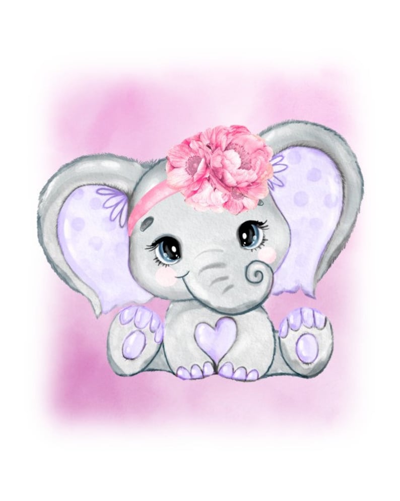 Adorable Purple Baby Elephant Nursery Printable Picture - Etsy