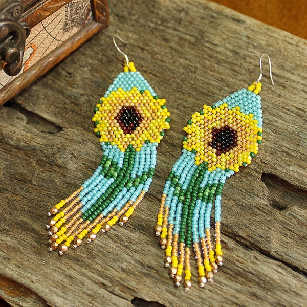 Sunflower Native Earrings - Etsy