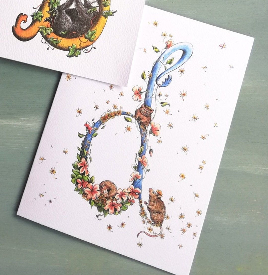 Letter 'D' Illustrated Nature Initial/letter Greetings/birthday Card - Etsy