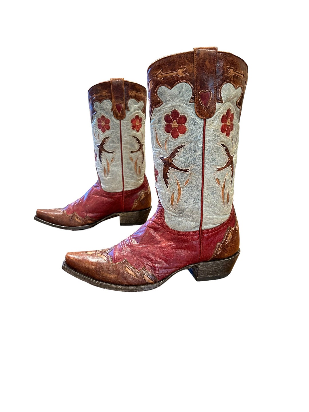 Size 10 M Old Gringo Womens Cowboy Western Boots Bird and Floral Inlay ...