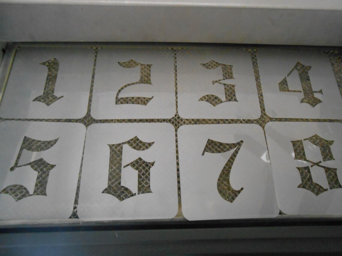 Old English Numbers Stencil Set of 4 Inch | Etsy
