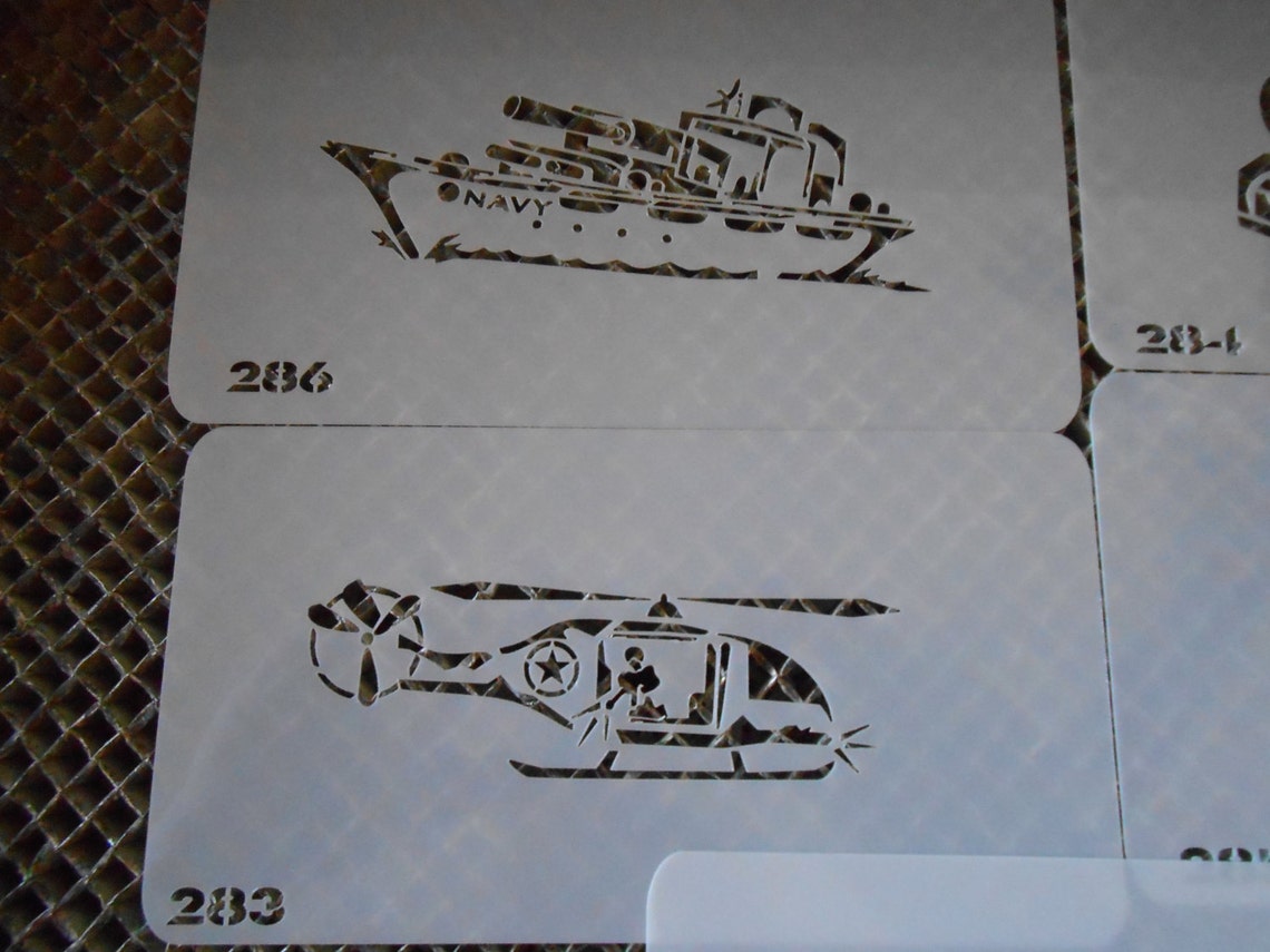 Military Tank Battleship Helicopter Stencil Set 56 - Etsy