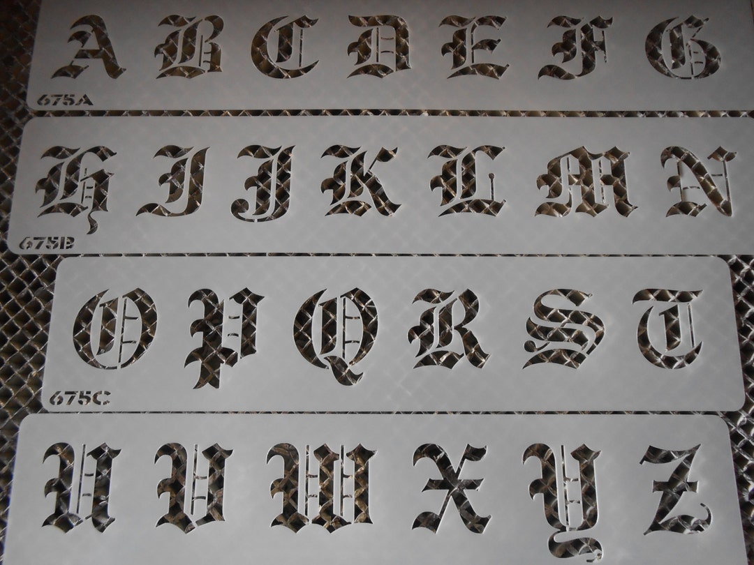 Large Old English Stencil Letters Set 112 - Etsy