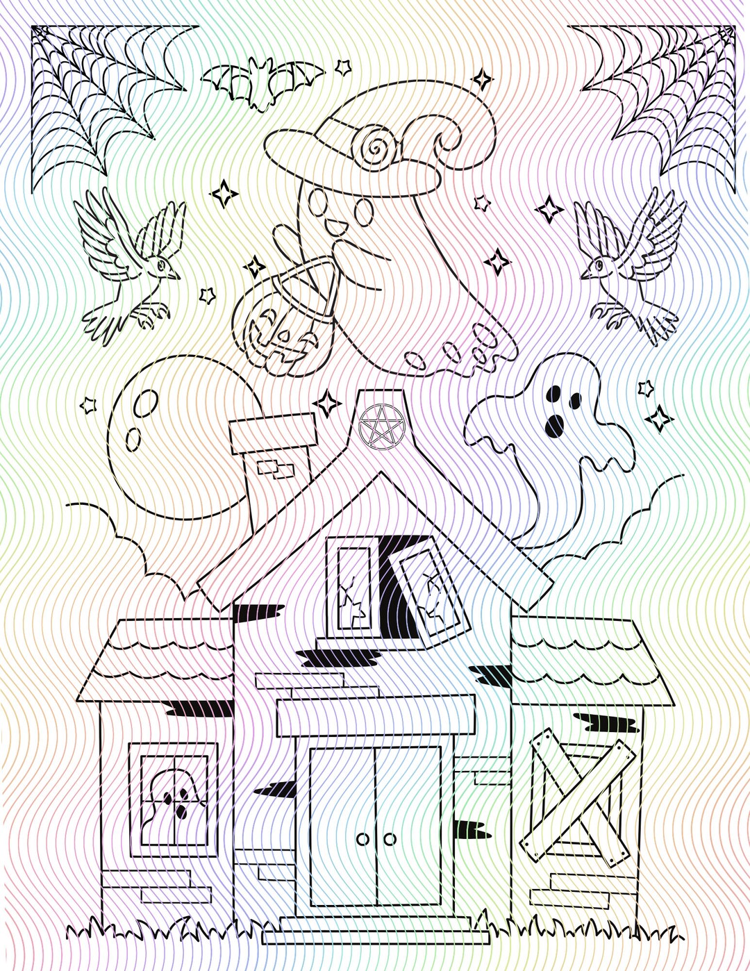 Haunted House Coloring Page - Etsy