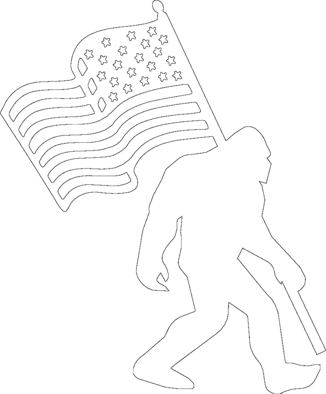 Bigfoot or Sasquatch DXF SVG Sign File Metal American Flag Dxf Cut ...